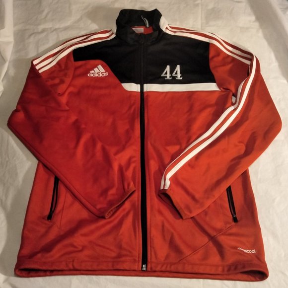 adidas | Shirts | Adidas Climacool Small Red Black Full Zip Up Track ...